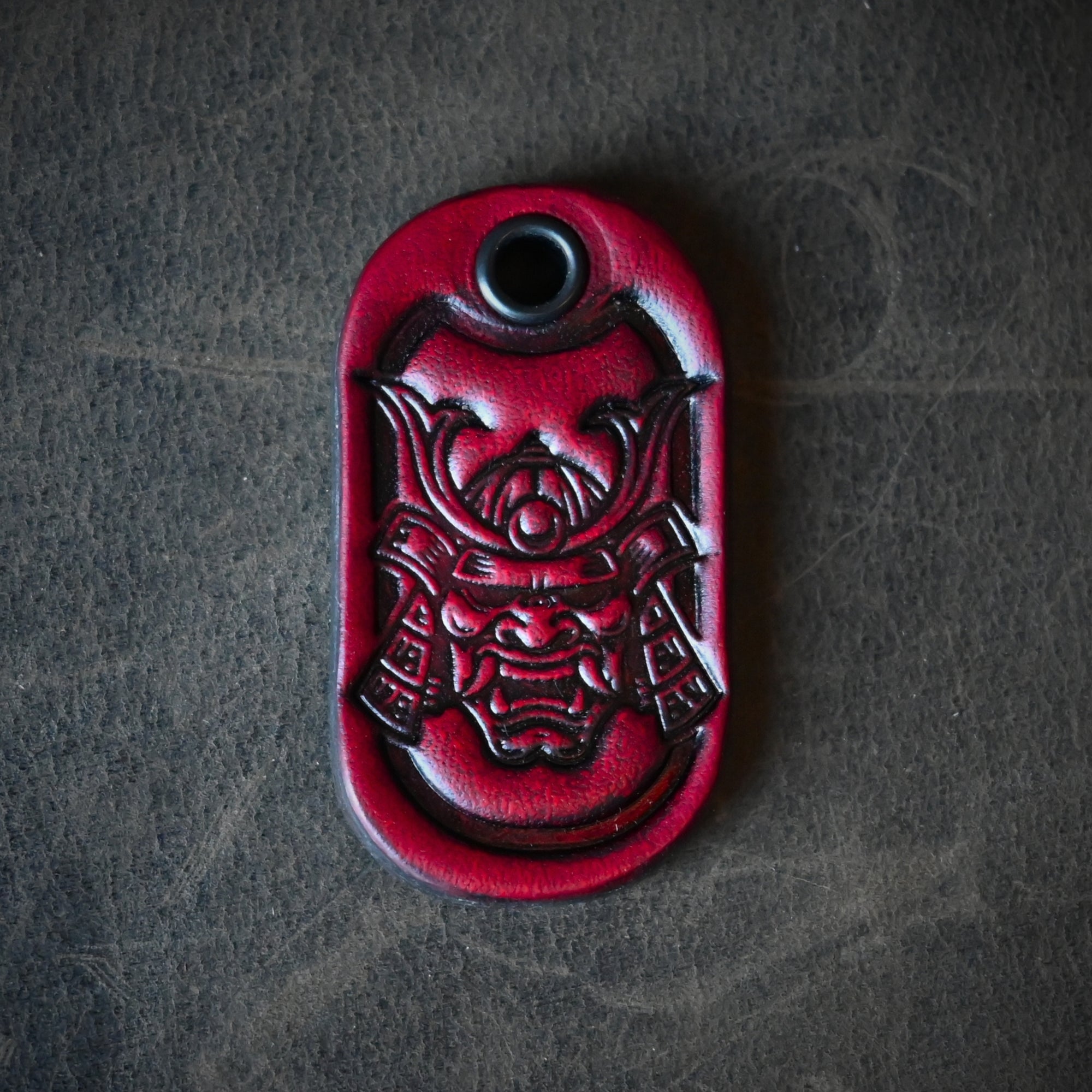 Embossed Samurai Leather Keychain | RMK Leatherworks