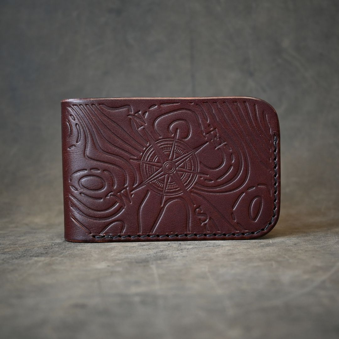 Topo Themed Minimalist Bifold Wallet Dark Brown