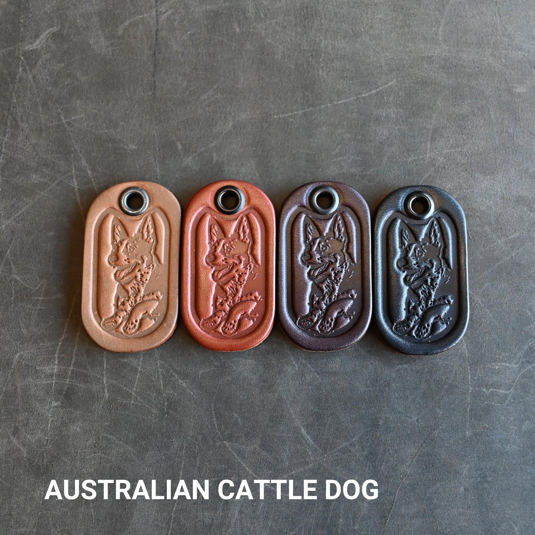 Embossed Dog Leather Keychain